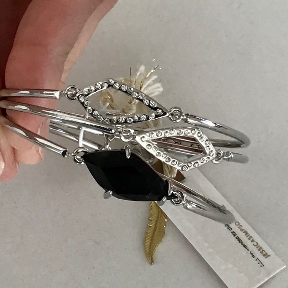 Jessica Simpson | Jewelry | Jessica Simpson Three Silvertone Bracelet ...